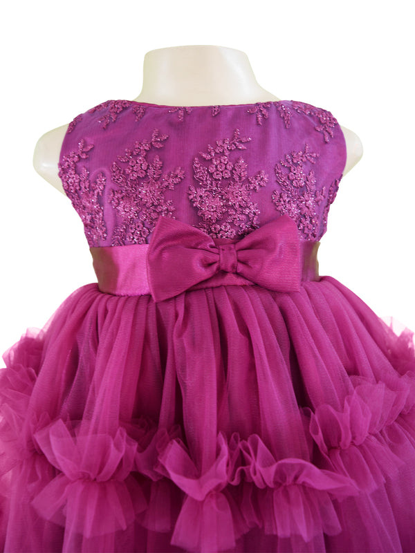 Party Dresses for Girls | Faye Wine Embroidered Tiered Dress - faye
